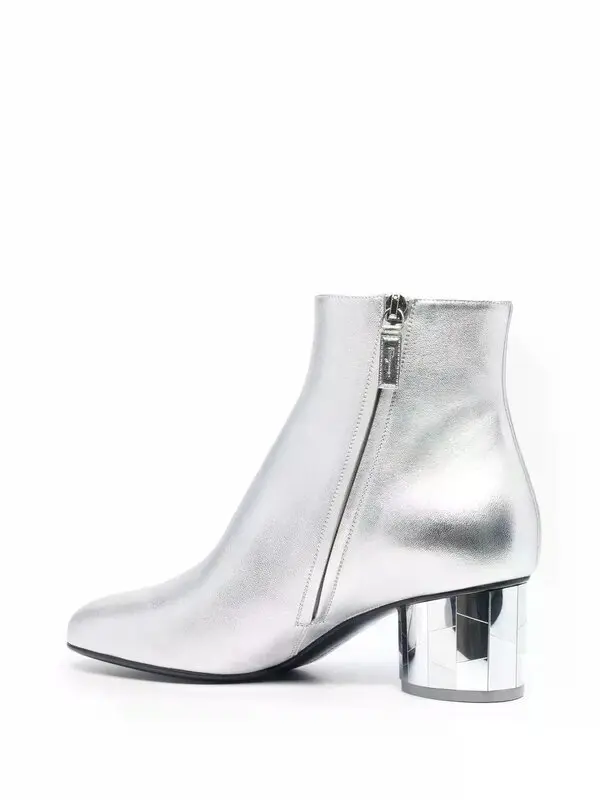 FERRAGAMO Tone Mirrored Heel Leather Ankle Boots