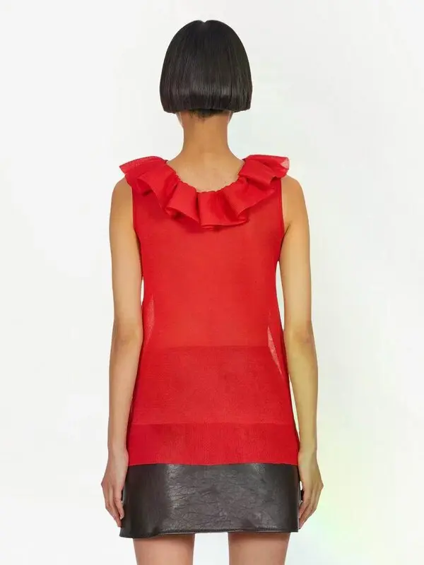 FERRAGAMO Sleeveless Ruffle Detail Virgin Wool Top