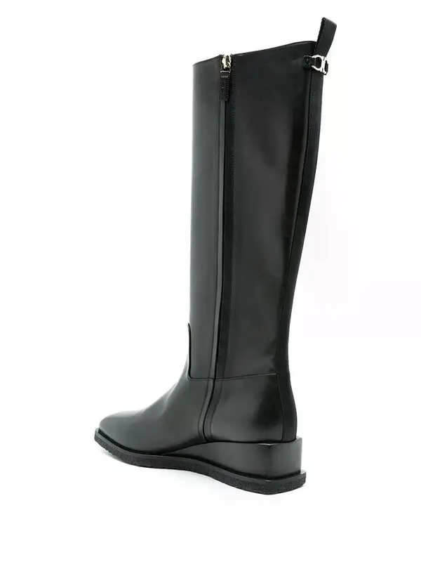 FERRAGAMO Wayde Leather Wedge Boots