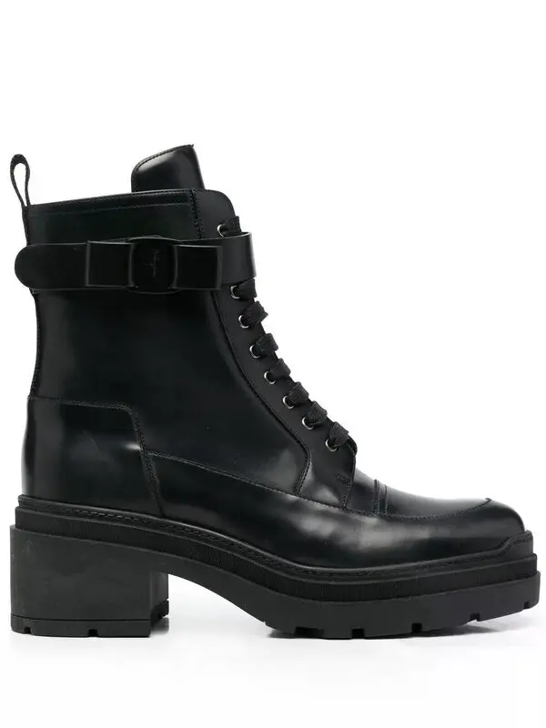 FERRAGAMO Leather Combat Boots