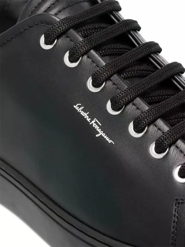 FERRAGAMO Cube Leather Lace-up Sneakers - Black
