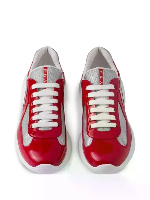 Prada America's Cup Sneakers In Patent Leather And Technical Fabric - Red