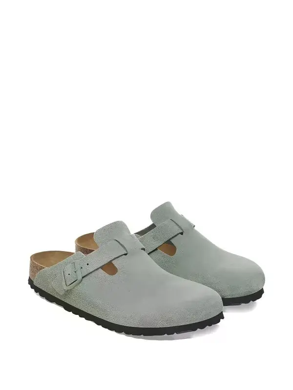 BIRKENSTOCK Boston Bs Suede Pure Sage Mules - Grey