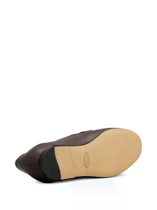 TOD'S Burgundy Leather Loafers With Gold-tone Logo Plaque - Red