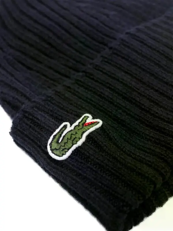 Lacoste Ribbed Knit Beanie - Blue