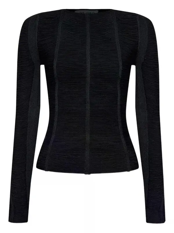 Attico Ribbed Panelled Long-sleeve Top - Black