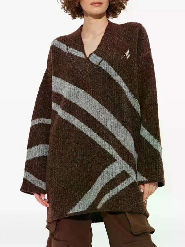 Attico Diagonal Stripe V-neck Sweater
