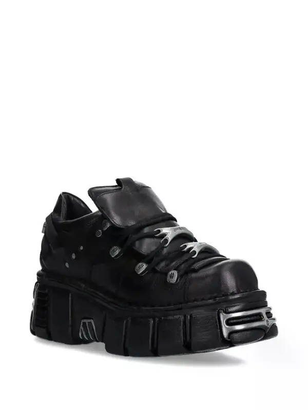 NEW ROCK Metallic M-120n-s26 Lace-up Platform Sneakers - Black