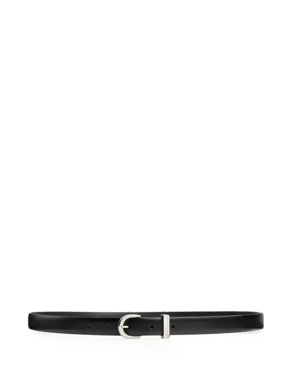 Khaite Luna Leather Belt With Palladium-plated Brass Hardware - Black