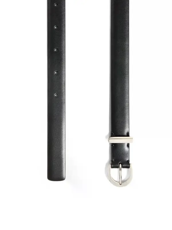 Khaite Luna Leather Belt With Palladium-plated Brass Hardware - Black