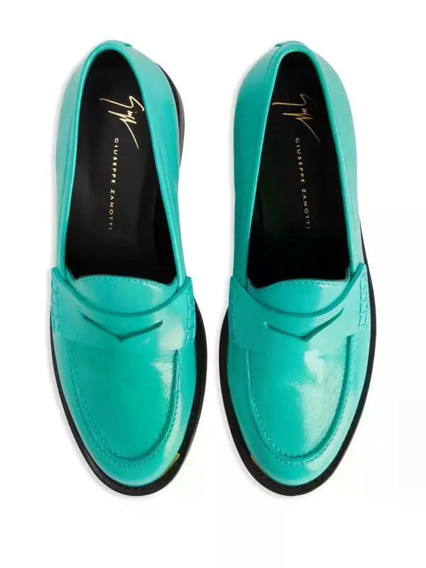 GIUSEPPE ZANOTTI Faridha Patent Leather Loafers - Green