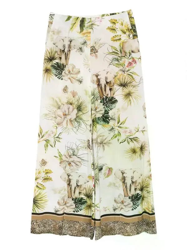 Elie Saab Savannah Print Wide Leg Trousers - White