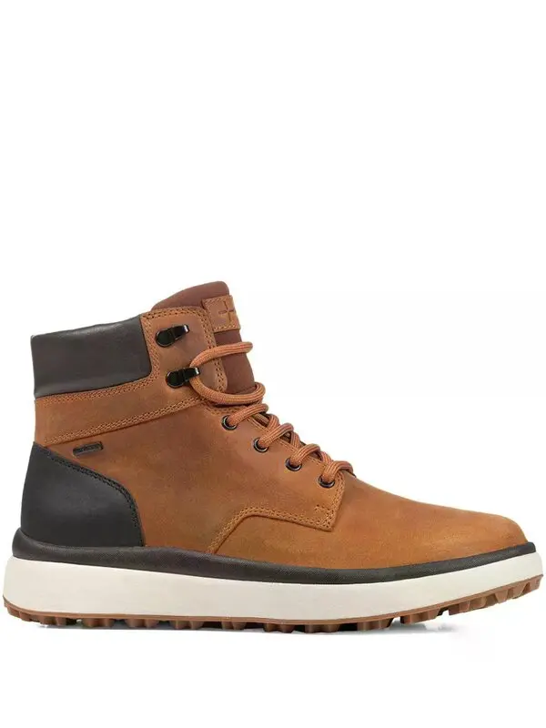 Geox Leather Lace-up Boots With Chunky Sole - Brown