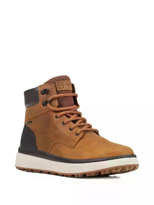 Geox Leather Lace-up Boots With Chunky Sole - Brown