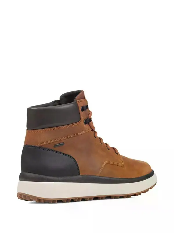 Geox Leather Lace-up Boots With Chunky Sole - Brown