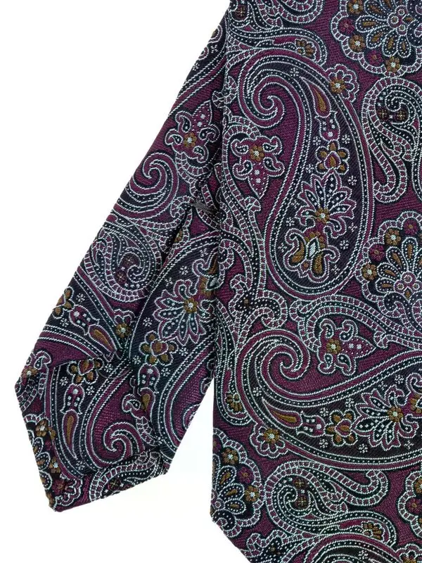 Etro Paisley Silk Neck Tie - Purple