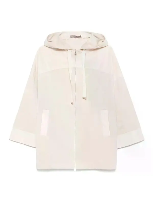 D.exterior Zip-up Oversized Jacket With Drawstring Hood