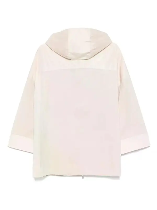 D.exterior Zip-up Oversized Jacket With Drawstring Hood