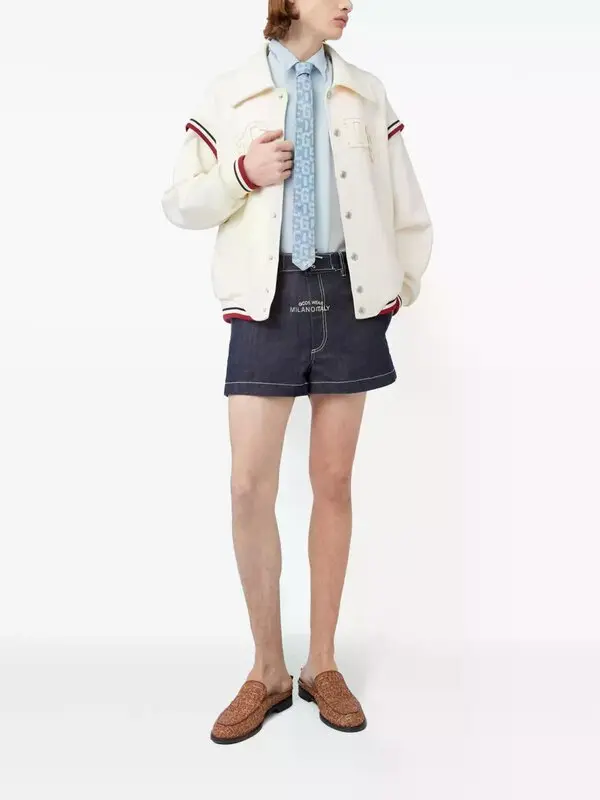 Gcds Logo Embroidered Cotton Bomber Jacket