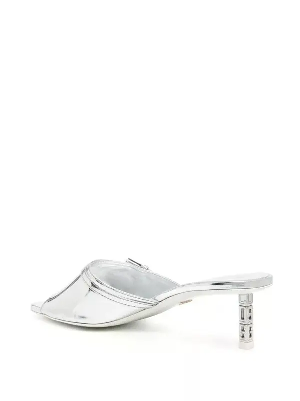Gcds Tone Mirrored Leather Sandals - Silver