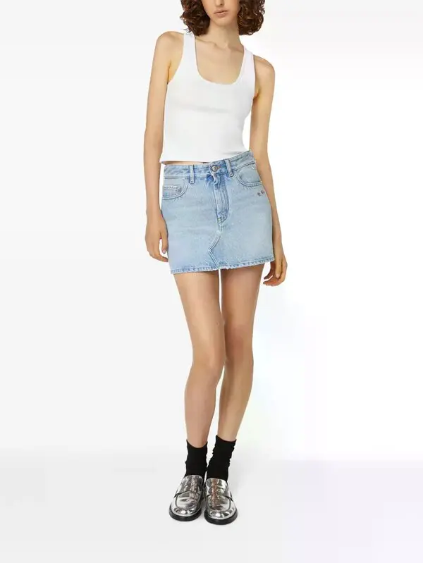 Gcds Denim Mini Skirt With Crystal Embellishment
