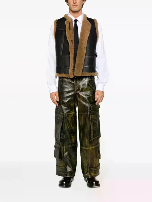 Gcds Rub-off Ultracargo Leather Trousers