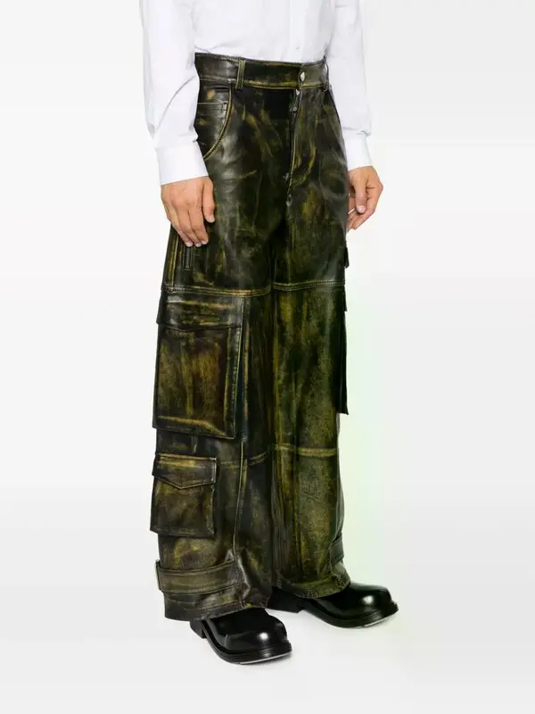 Gcds Rub-off Ultracargo Leather Trousers