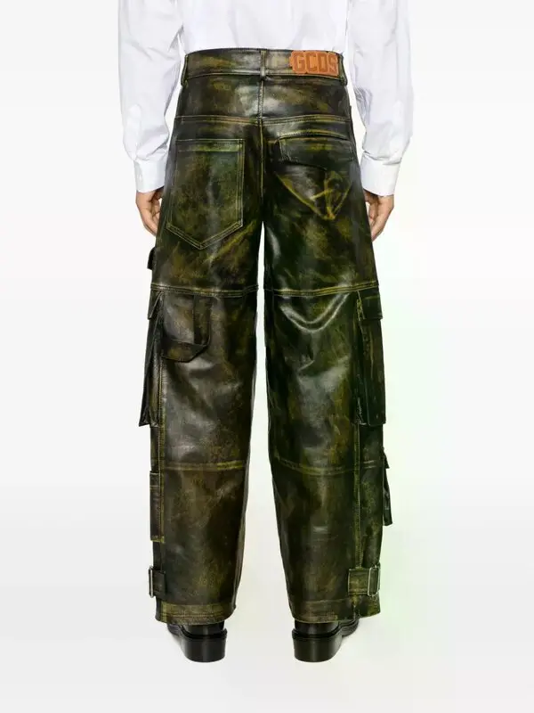 Gcds Rub-off Ultracargo Leather Trousers