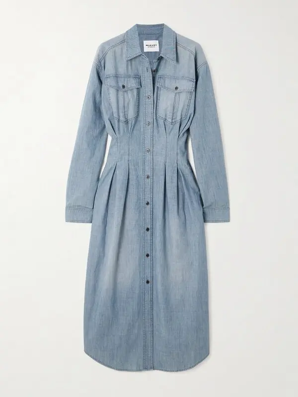 MARANT ETOILE Nolwen Cotton-chambray Midi Shirt Dress - Blue