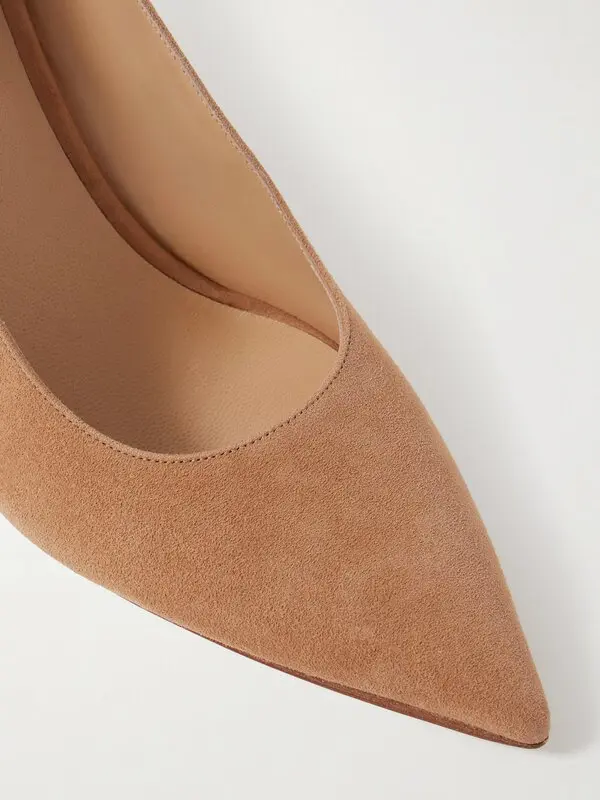 Gabriela Hearst Edwina Suede Pumps With Gold-tone Hardware - Neutrals