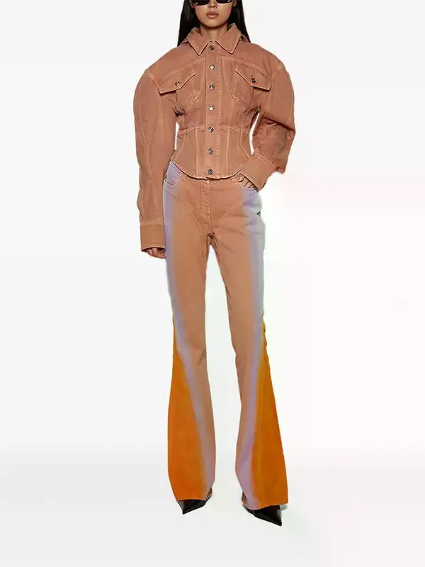 MUGLER Denim Corset Jacket With Hood