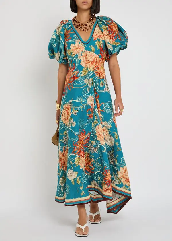 ALEMAIS Alémais Fletcher Floral-printed Flax Maxi Dress - Multicoloured