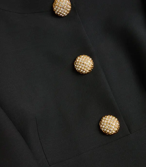 Valentino Garavani Wool-silk Midi Dress With Embellished Buttons