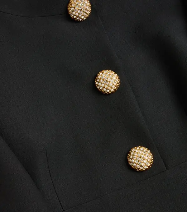 Valentino Garavani Wool-silk Midi Dress With Embellished Buttons