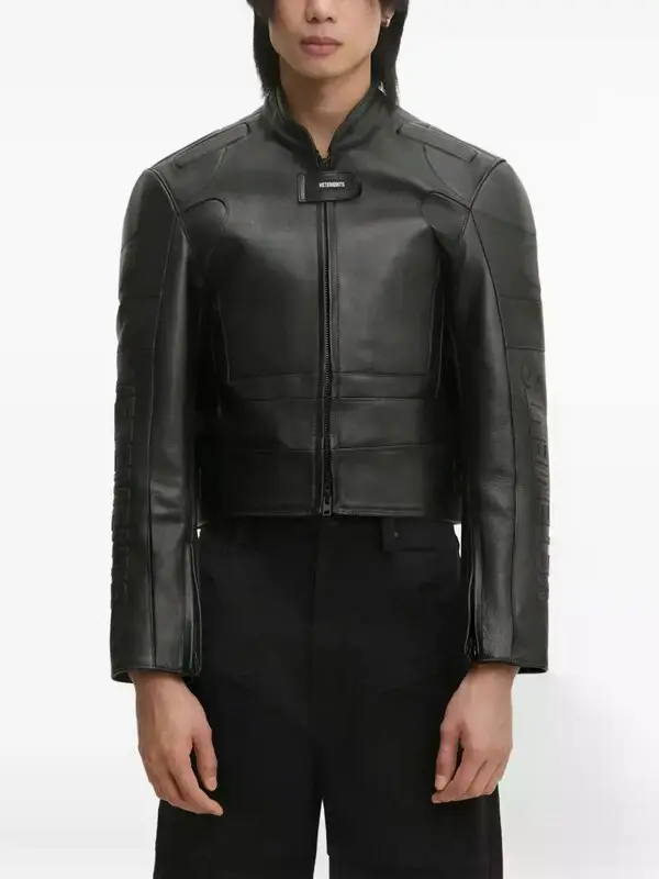 Vetements Logo-embossed Leather Zip Jacket