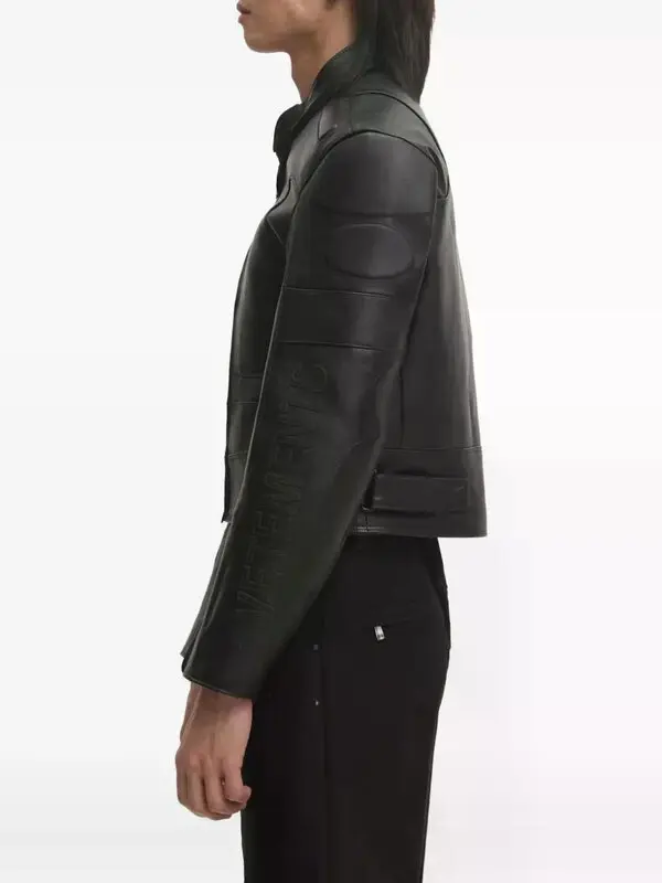Vetements Logo-embossed Leather Zip Jacket