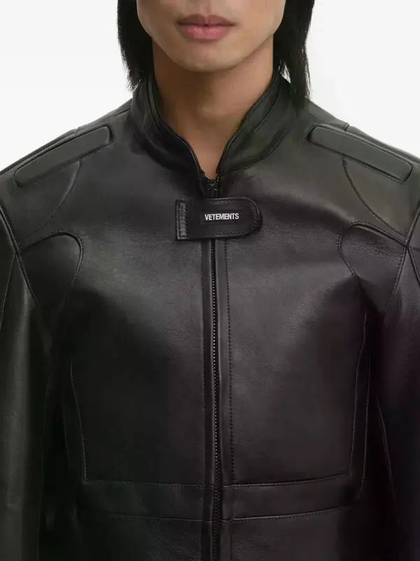 Vetements Logo-embossed Leather Zip Jacket