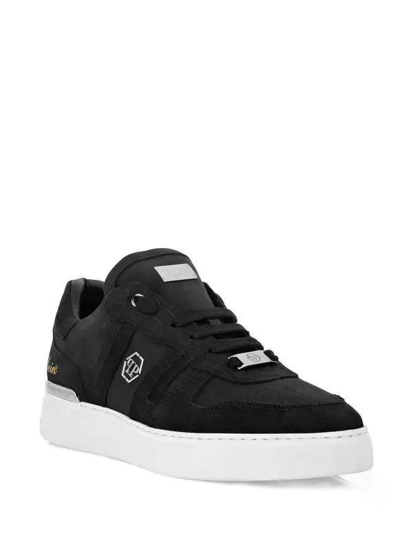 Philipp Plein Croc-effect Nubuck Leather Low-top Sneakers