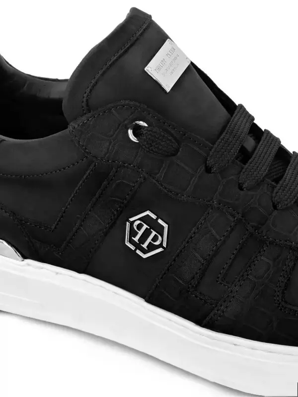 Philipp Plein Croc-effect Nubuck Leather Low-top Sneakers