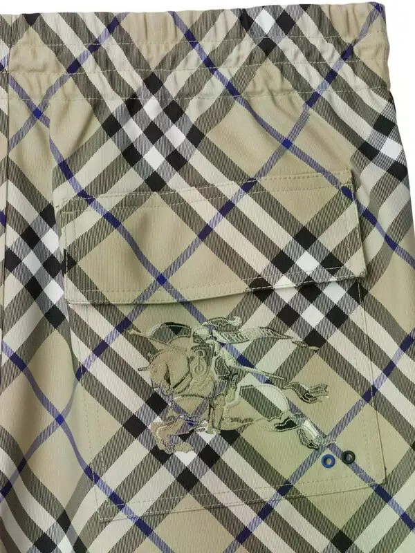 Burberry Equestrian Knight Check Cotton Shorts
