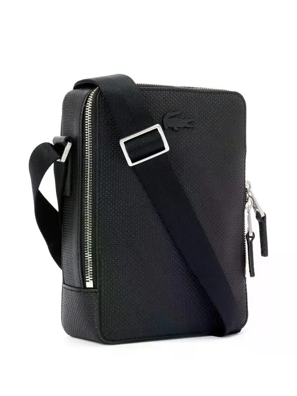 Lacoste Leather Messenger Bag - Black