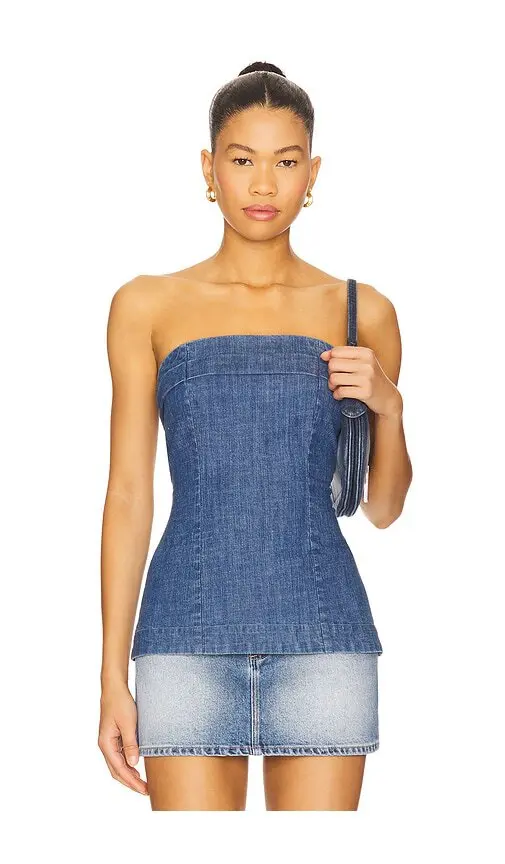 Free People Lora Denim Tube Top - Blue