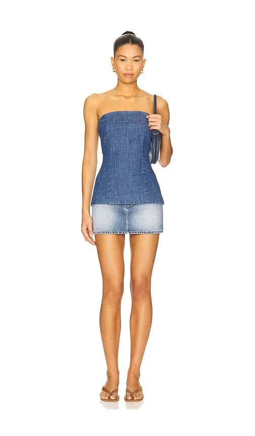 Free People Lora Denim Tube Top - Blue