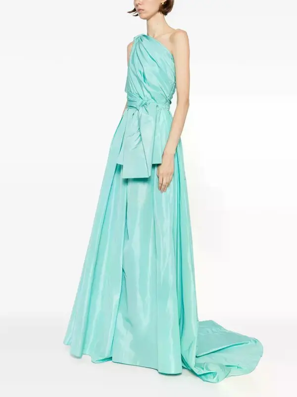 SAIID KOBEISY One-shoulder Taffeta Gown With Draping And Bow Detail