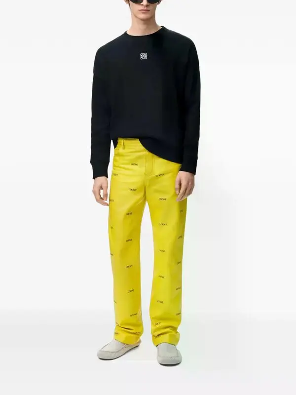 Loewe Ribbed Knit Cotton Crew Neck Long Sleeve Sweater