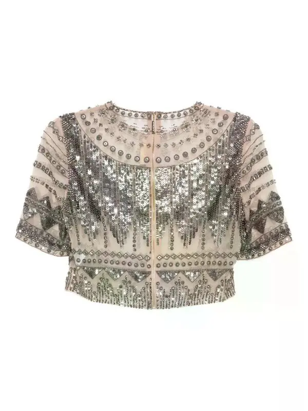 Elie Saab Embellished Tulle Crop Top