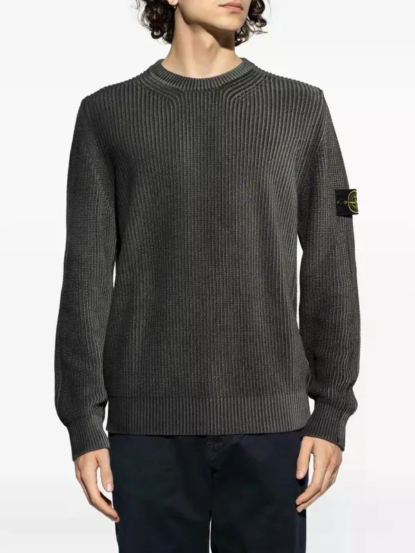 Stone Island Ribbed Knit Crew Neck Sweater