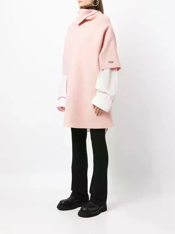 Raf Simons Virgin Wool & Mohair Jumper With Scarf Neck - Pink