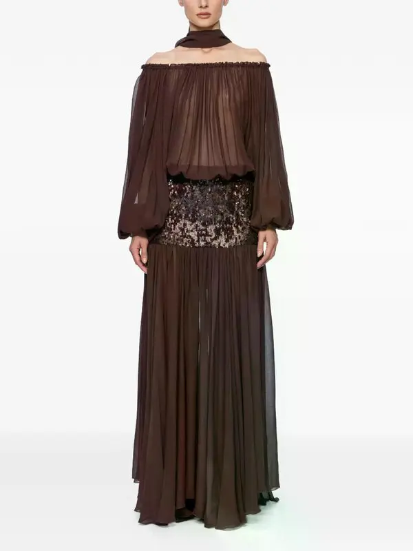 ATU BODY COUTURE Sequin-embellished Off-shoulder Dress - Brown