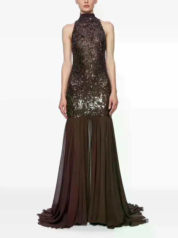 ATU BODY COUTURE Sequin Embellished High-neck Dress - Brown